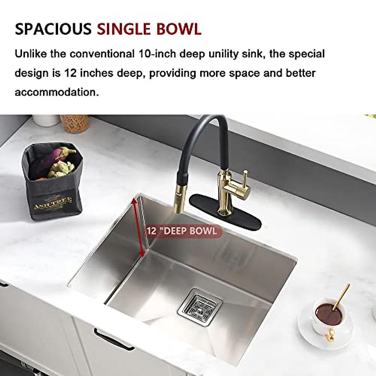 23 Inch Undermount Utility Sink Stainless Steel - Abironl 23×18×12 Undermount Laundry Room Sink 12 Inch Deep Undermount Kitchen Sink 16 Gauge Single Bowl Laundry Sink Outdoor Utility Sink