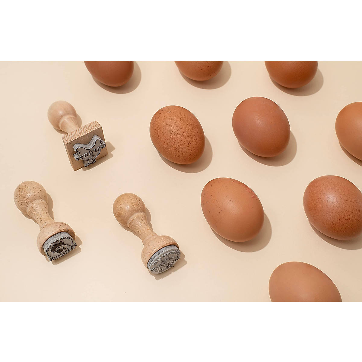 Stamp by Me | Egg Stamp | Chicken Egg Wooden Stamps | Personalized Rubber Stamper for Fresh Eggs | Custom Stamping | Egg Labels | Farm Stamp | Self Inking | Black Ink | Unique Designs| Mini Logo Stamp