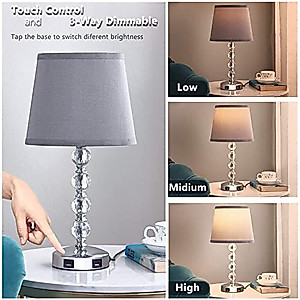 Unfusne Lamps for bedrooms Set of 3, Touch Control Table Lamp 3 Way Dimmable Nightstand Lamp with White Fabric Shade, Small Lamp