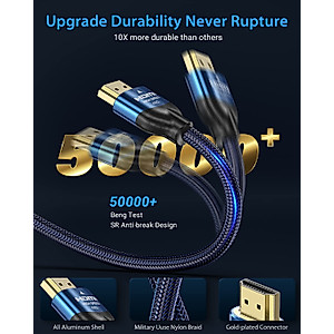 TISOFU【Ultra Certified 10K 8K HDMI Cable 6FT: HDMI 2.1 Cables 48Gbps High Speed Premium Braided Cord 8K@60Hz 4K@120Hz 4K@144Hz HDCP 2.2&2.3 CL3 ARC eARC for HD/HDR/HDTV