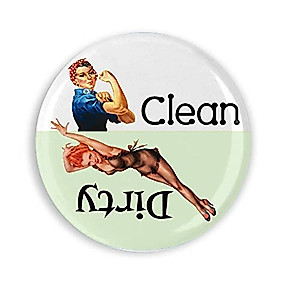 Rosie The Riveter Pin Up Girl Clean Dirty Dishwasher Magnet 2.25 Inch Round