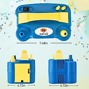 NuLink Electric Portable Dual Nozzle Balloon Blower Pump Inflation for Decoration, Party [110V~120V, 600W, Royal Blue]