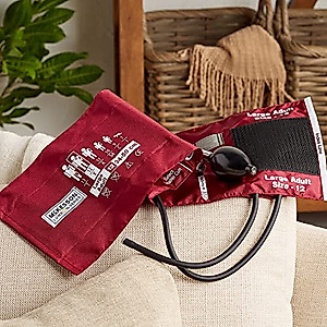 McKesson LUMEON Replacement Blood Pressure Cuff with Bulb and Valve, Nylon Cuff, 2-Tube Bladder, Burgundy, Adult Large, Gauge Not Included, 15 Count