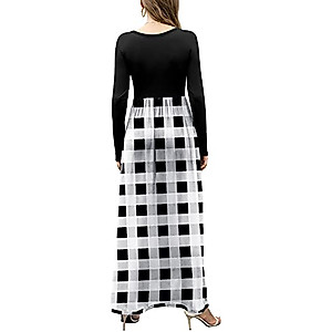 GRECERELLE Women's Long Sleeve Casual V Neck Plain Floral Print Maxi Dresses with Pockets Long Dress