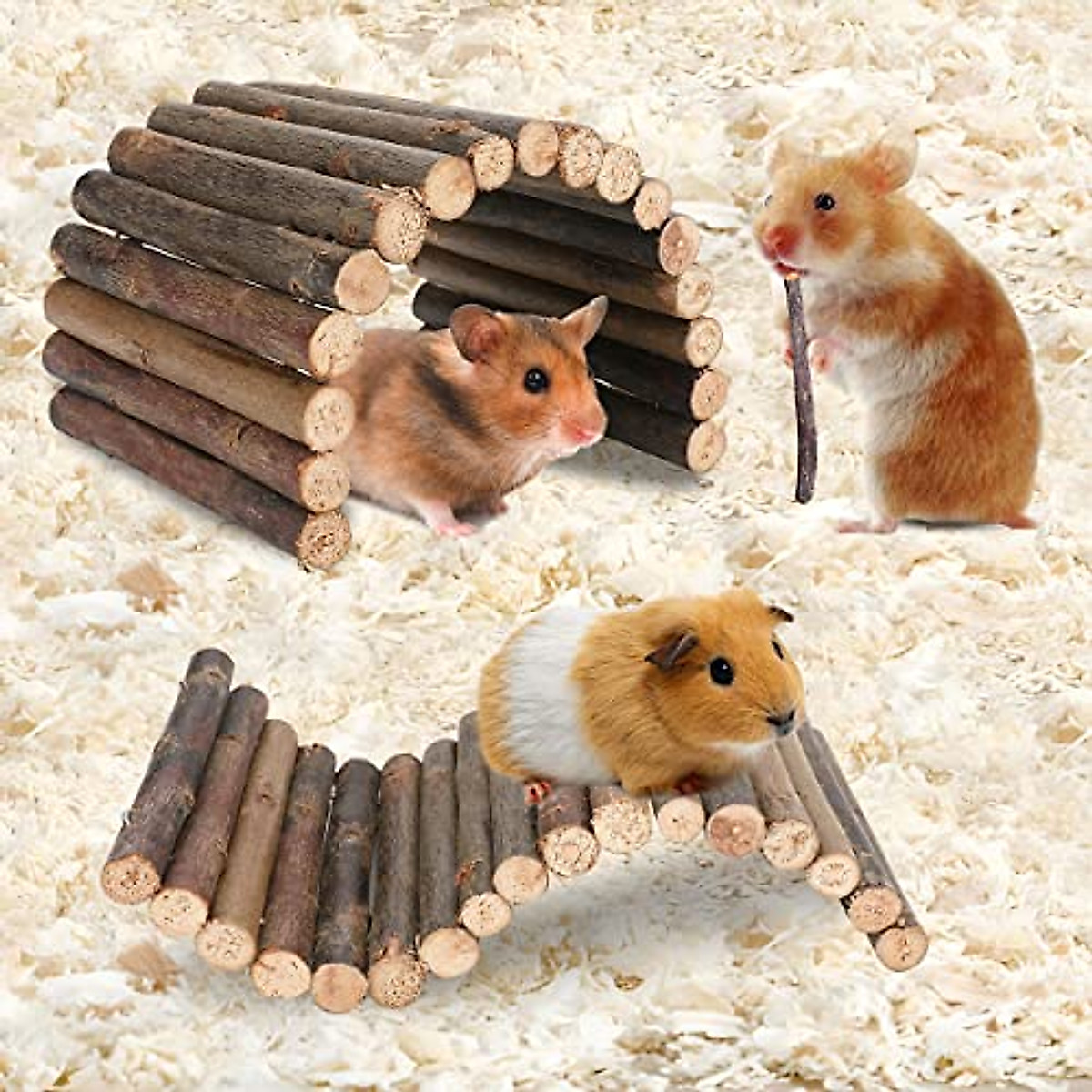 Hamster Toys Guinea Pig Toys Hamster Wheel Hamster Cage Accessories Small Animal Molar Chew Toys for Chinchillas,Gerbils,Mice,Rats,Mouse,Rabbit,Bunny Hideout Seesaw (Bendable Hideout(2 Packs))