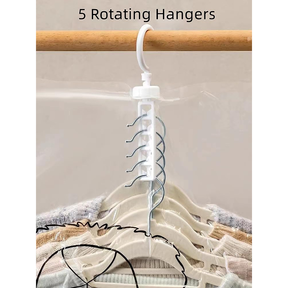 SunHorde Hanging Space Bags Vacuum Storage Bags for Clothes, Dress, Winter Coats, 6 Pack 53.1x27.6 inch, Large Reusable Garment Protector