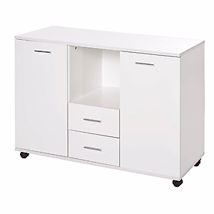 Vinsetto Multifunction Office Filing Cabinet Printer Stand with 2 Drawers, 2 Shelves, & Smooth Counter Surface, White