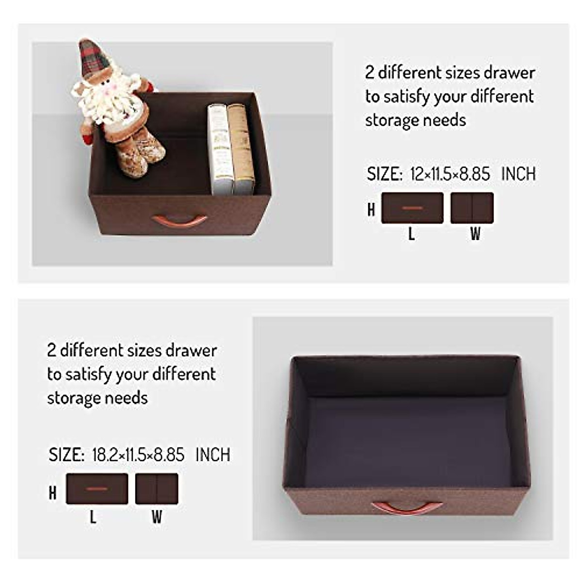 ROMOON Dresser for Bedroom, Dresser Wide for Closet with 5 Drawers, Small Fabric Dresser & Chests of Drawers for Bedroom,Nursery, Hallway.(Brown)