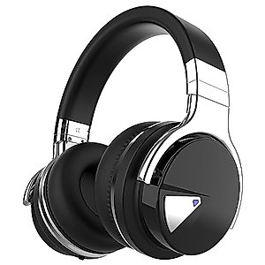 Active Noise Cancelling Headphones Bluetooth Headphones Wireless Headphones with Microphone Over Ear with Deep Bass, Comfortable, for Travel/Home/Office, 30 Hours Playtime, Black