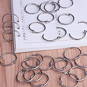 HAUTOCO 100Pcs 1.2 Inch Loose Leaf Binder Rings 30mm Silver Metal Book Rings Flash Cards Rings Keychain Key Rings for School Home Office