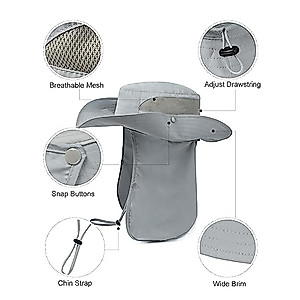 Zylioo XXL Oversized UV Sun Hats with Flaps,Big Size Boonie Hat with Drape Beach Hats with Neck Protection Sun Hat with Neck Flap