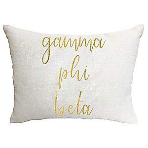 Sorority Shop Gamma Phi Beta Pillow – Gold Script Design, 12" x 16" Lumbar Pillow Sorority