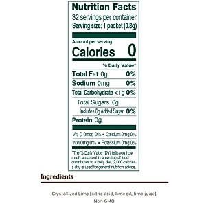 True Lime, Unsweetened Crystallized Lime Cream (Pack of 2 Boxes, Total 64 Individual Packets)