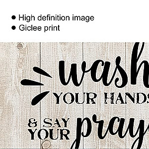 Creoate Bathroom Decor Wall Art, Funny Bathroom Quotes Wall Art, Wash Your Hands Sign Bathroom Pictures Art Giclee Canvas Print Artwork for Washroom Restroom Wall Decor, Christian Gift, 12x15 Inch