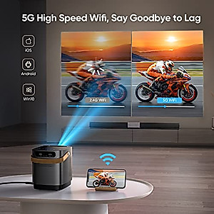 5G WiFi Bluetooth Projector, TOPTRO TR23 Outdoor Projector 1080P Supported 9200 Lumen, Mini Projector with 360 Degree Surround Sound, Dust-Proof, Projector Compatible with TV Stick, iOS, Android, PS5