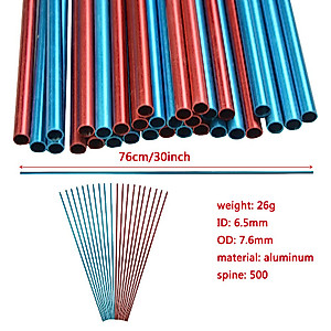 AMEYXGS 30Inch Archery Aluminum Arrow Shaft Spine 500 DIY Hunting Arrow Shaft for Compound Bow Recurve Bow Hunting Target Shooting (blue, 12pcs)