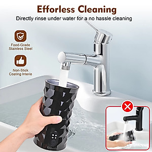 KIGOZOLO Milk Frother Steamer 4 in 1 Electric Coffee Frother with Quiet Operation,Effortless Foam,Unique Diamond Design,Temperature Control, and Auto Shut-Off, Perfect for Coffee Lovers(Black)