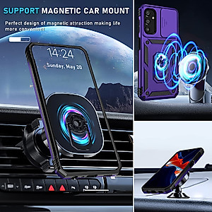 Janmitta Compatible with Samsung Galaxy A14 5G Case Built in Slide Camera Lens Cover and Screen Protector,Heavy Duty Full Body Phone Cover Built in Ring Holder Kickstand,2023 Purple