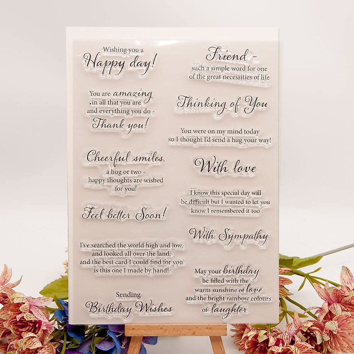 Linda Craft 1pc Wishing You a Happy Day Friend Thinking of You Clear Stamps for Card Making Decoration and DIY Scrapbooking 15x21 cm