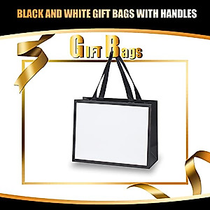 Black and White Gift Gift Bags , YACEYACE 10Pcs 10.5"x4.25"x8" White and Black Gift Bags with Ribbon Handles Black Gift Bags Bulks White Paper Gift Bags Black and White Gift Bags for Party, Wedding, Birthday, Baby Shower
