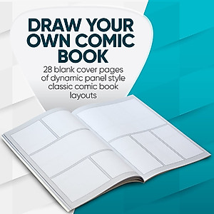Koala Tools - Blank Comic Book, Draw-It-Yourself Comic Sketch Book with Dynamic Panels, 6.6 x 10 Inches, 28 Pages, Pack of 3