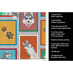 Caroline's Treasures MLM1159KTWL Lots of Grey Siberian Husky Kitchen Towel Dish Cloths Guest Hand Towel Decorative Bathroom Towel for Face,Tea, Dishcloth, Kitchen and Bath