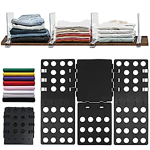 BVOPLME 4 Pack Acrylic Shelf Divider with 1 Pack Shirt Folding Board Set, Closets Shelf Organizer, Shelf Dividers for Closet Organization, Purses Closet Separators Shelf Organizer in Bedroom, Kitchen