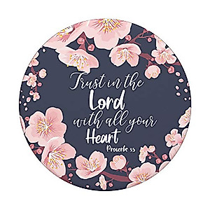Christian Bible Verse Proverbs 3:5 Navy Blue Floral PopSockets Swappable PopGrip