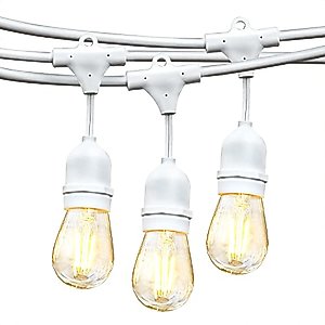 Brightech Ambience Pro - Waterproof LED Outdoor String Lights - Hanging, Dimmable Vintage Edison Bulbs, 48 Ft Commercial Grade Patio Lights Create Cafe Christmas Ambience In Your Backyard, 15 Bulbs 2W