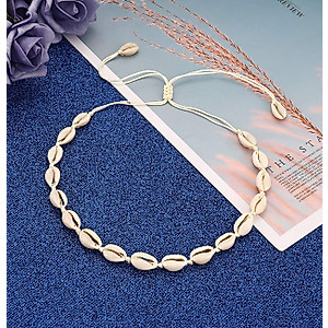 CENAPOG Cowrie Shell Choker Necklace for Women Puka Shell Necklace Corded Seashell Necklace Hawaiian Beach Jewelry