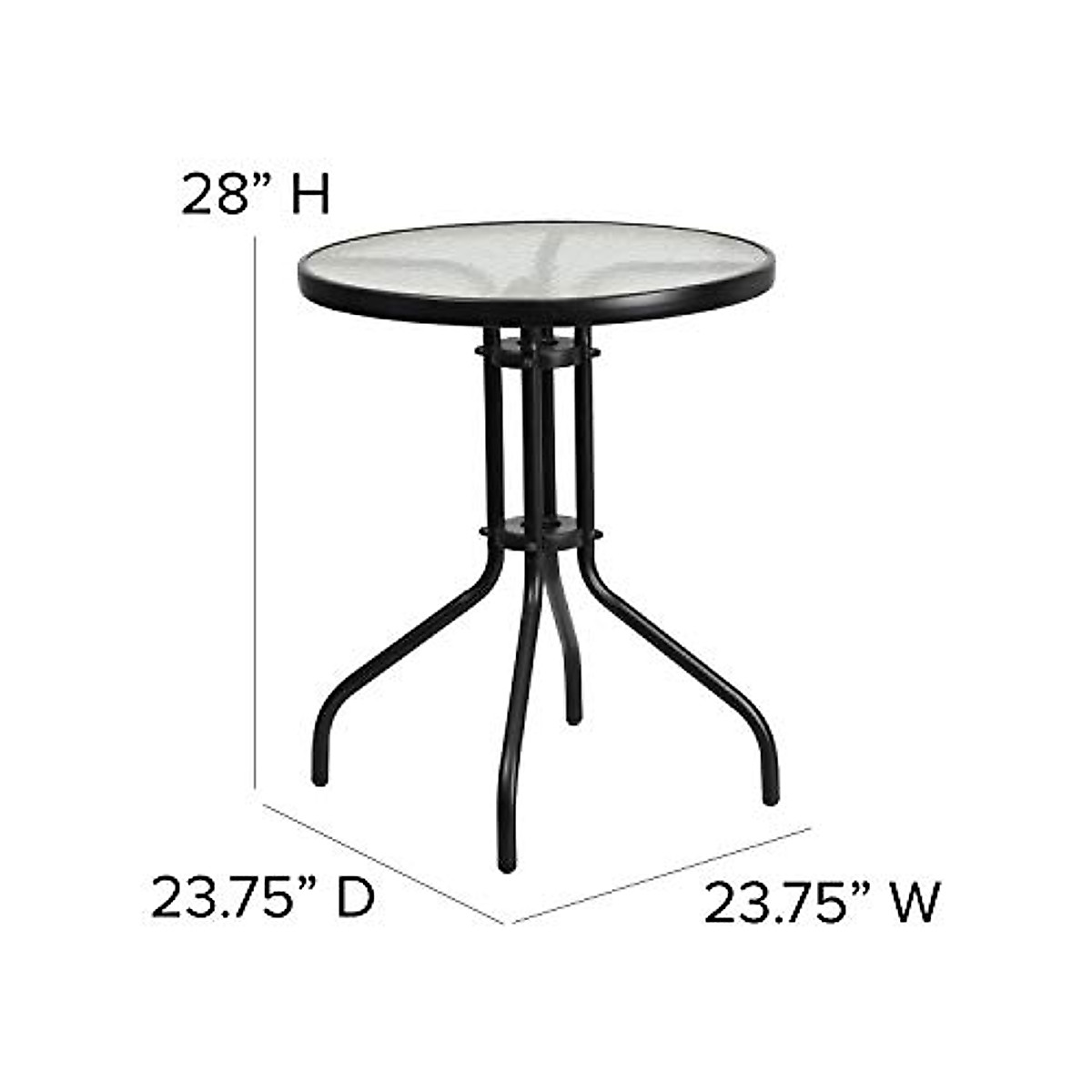 Flash Furniture Bellamy 23.75'' Round Tempered Glass Metal Table