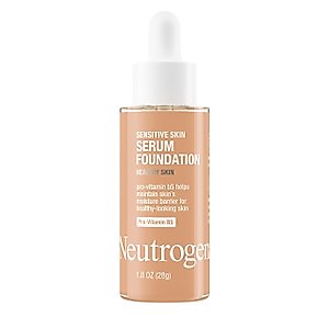 Neutrogena Healthy Skin Sensitive Skin Serum Foundation with Pro-Vitamin B5, Color Correcting & Pore Minimizing Liquid Foundation & Face Serum, Buildable Coverage, Medium 02, 1 oz