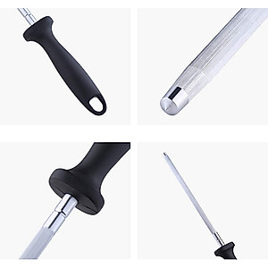 Eczixnczo Knife Sharpening Rod Steel Professional Kitchen Sharpener Honing Rods knife honing rod13 Inch Steel Rod