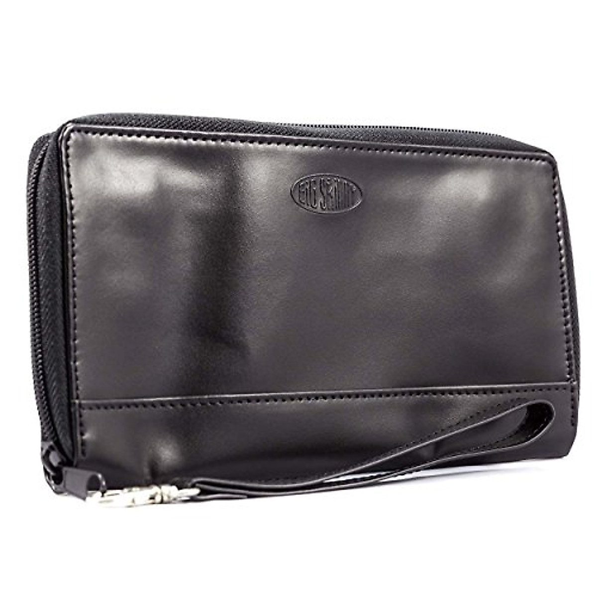 Big Skinny Women's Panther Leather Clutch Slim Wallet, Holds Up to 40 Cards, Black
