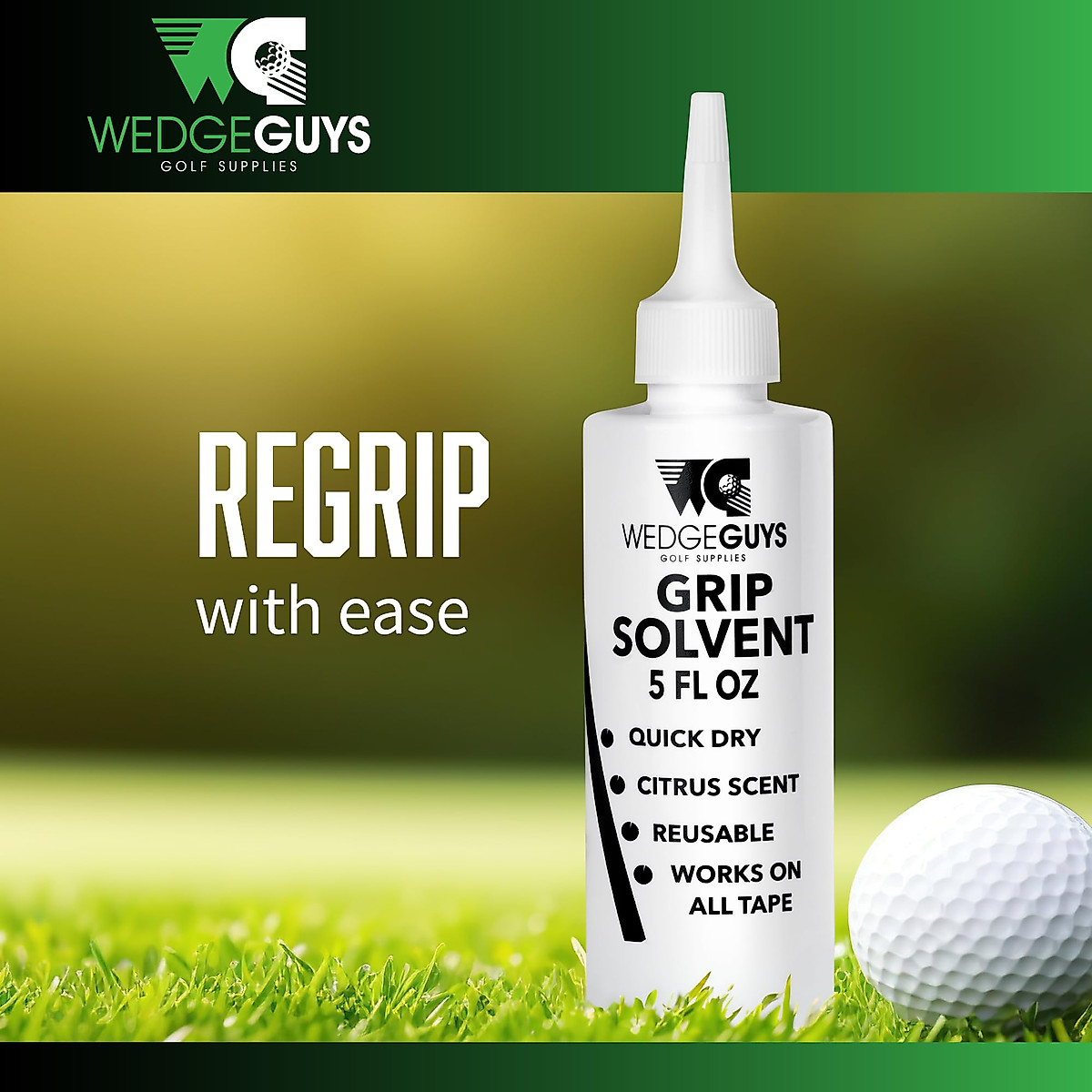 Wedge Guys Professional Golf Grip Tape Solvent for Regripping Golf Clubs | Golf Grip Solvent Solution for Easy Regripping and Golf Club Repair