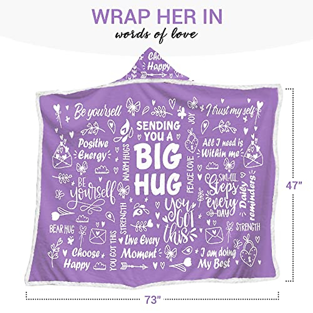 Inspirational Gifts for Women - Spring Summer Soft Blanket Hoodie - Mother 's Day Gifts for Friends Mom Sister Coworker Female Women Her Wife - Birthday Gifts for Women - Big Hug Fleece Hooded Blanket