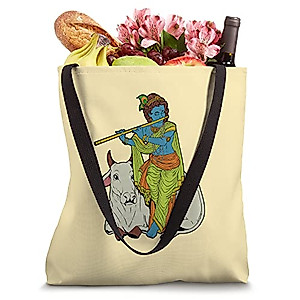 Hindu god - the blue flute player Krishna Tote Bag
