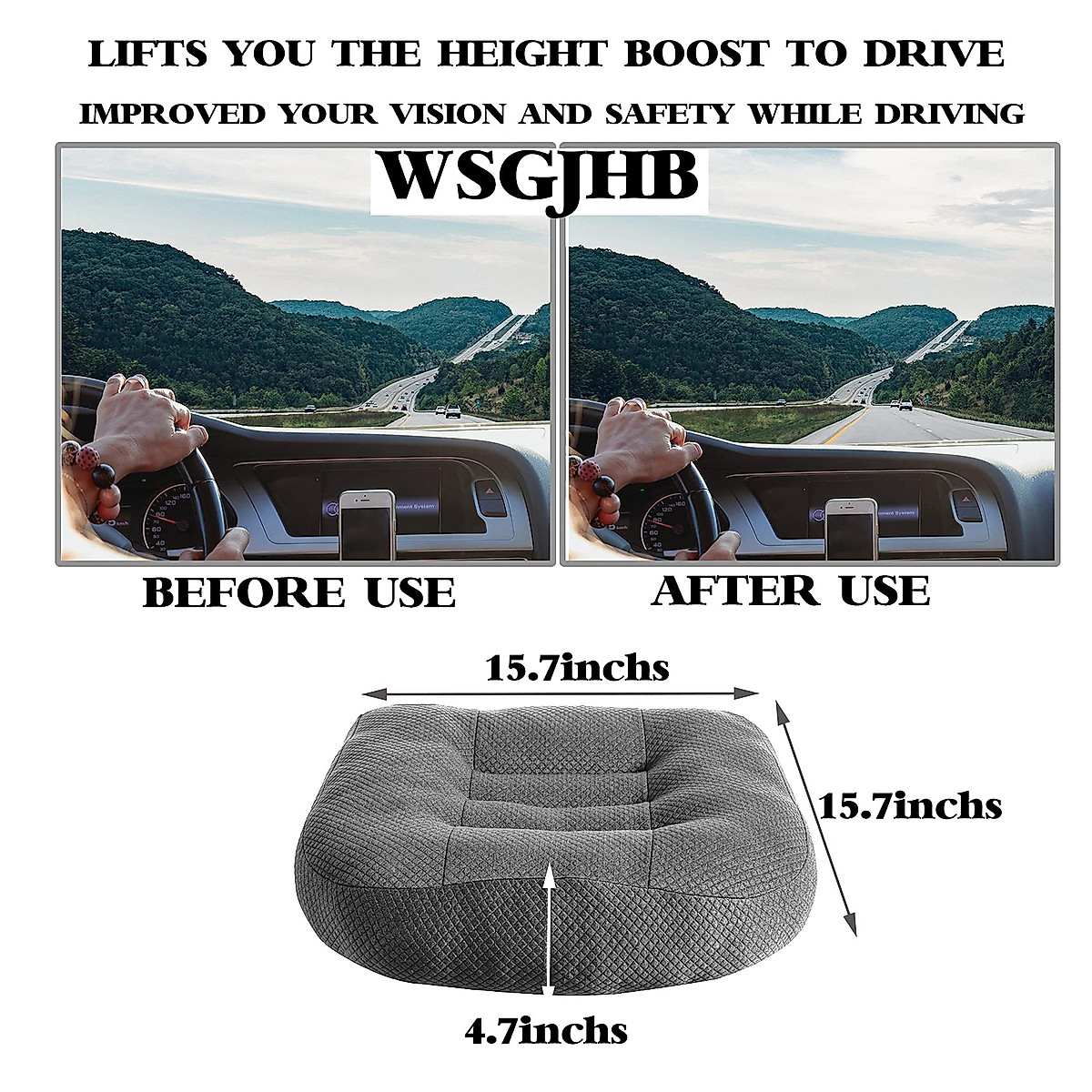 WSGJHB Car Booster Seat Cushion Heightening Height Boost Mat, Breathable Mesh Portable Car Seat Pad Angle Lift Seat Cushions Ideal for Car Office,Home, Used All The Year,C,40x40x12cm