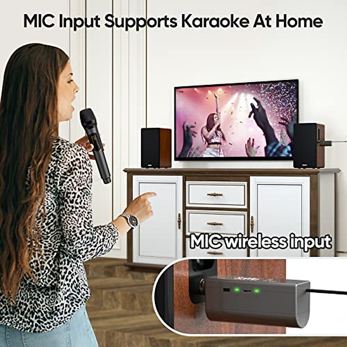 Saiyin Bookshelf Speakers with MIC Input, 40W X 2 Powered Bluetooth Bookshelf Speakers Pair-Optical Input, 5 Inch 2.0 Stereo Active Speakers with Subwoofer Line Out