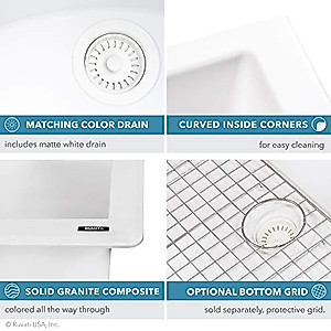 Ruvati 33 x 22 inch Drop-in Topmount Granite Composite Double Bowl Kitchen Sink - Arctic White - RVG1388WH