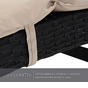 Grand patio Outdoor Lounge Chairs for Outside 2 Pieces Patio All-Weather Wicker Aluminum Reclining Folding Chaise Lounge with Cushions for Poolside, Beige