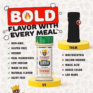 Flavor God Cheese Flavored Seasoning Mix, 2 Bottles, Premium All-Natural Spice Blend for Chicken, Seafood, Vegetables, Eggs, Ravioli, Tacos, & Pasta - Kosher, Dairy-Free, Gluten-Free, Keto Friendly