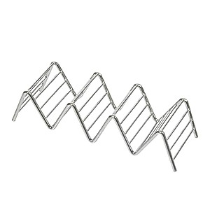 Restaurantware 7.1 Inch x 2.5 Inch Taco Stand 1 Rectangle Taco Rank - Fits 4 Tacos Reversible Silver Stainless Steel Taco Holder Dishwasher Safe For Hard Or Soft Shells