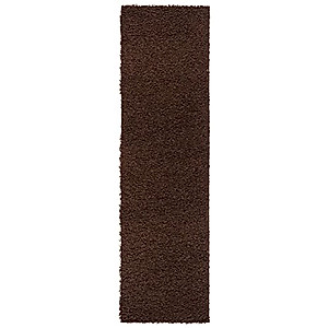 SAFAVIEH Athens Shag Collection 2'3" x 8' Brown SGAS119A Non-Shedding Living Room Bedroom Dining Room Entryway Plush 1.5-inch Thick Runner Rug