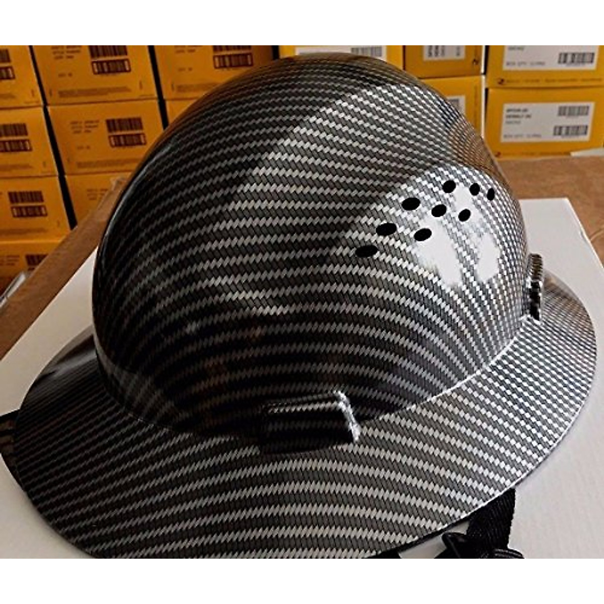 true-Safety Helmet Modern Black/Silver Fiberglass Hard Hat with Cool Air Flow System