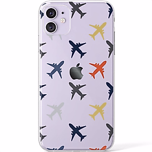 Mertak Clear Case Compatible with iPhone 15 14 13 Pro Max 12 Mini 11 SE Xr Xs 8 Plus 7 6s Cute Pilot Design Airplanes Trip Protective TPU Lightweight Travel Cover Slim Aviation Flexible Silicone