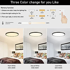 4Pack 9 Inch 2880LM LED Flush Mount Ceiling Light,24W 3Color Changeable (3000K/4000K/6000K),120V Slim Surface Mount Ceiling Light Black Ceiling Fixture for Kitchen Bedroom Living Room