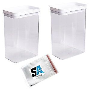 Generic SA Packing 2 Pack Mainstays Rectangular Plastic Food Storage Canister - Large - 6.61”W x 4.24”D x 9.8”H​, clear