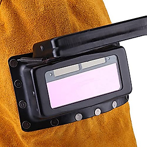 Leather Welding Helmet, Welding Helmet Protection Mask Work Cap with Auto Darkening Filter Lens, Heat Resistant Breathable Full Protective Gear Welder Hood