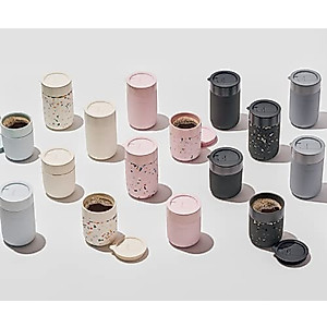 W&P Porter Ceramic Mug w/ Protective Silicone Sleeve, Slate 16 Ounces | On-the-Go | Reusable Cup for Coffee or Tea | Portable | Dishwasher Safe